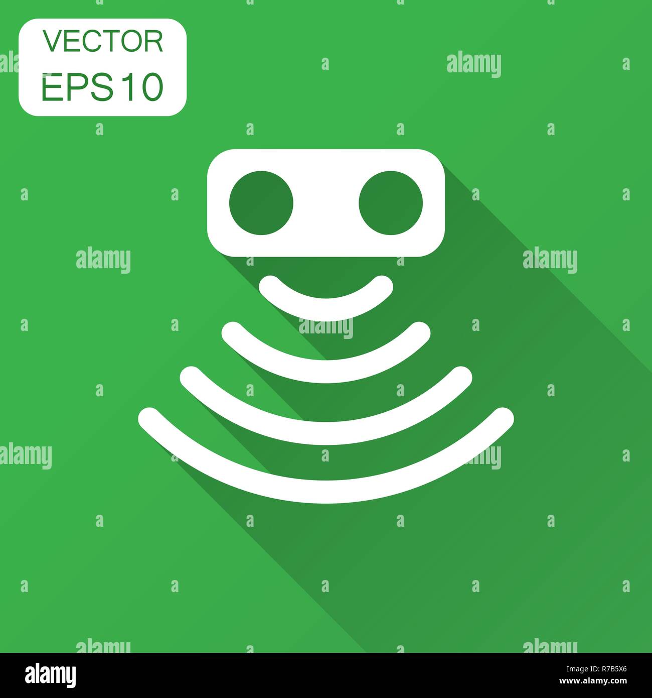 Motion sensor icon in flat style. Sensor waves vector illustration with ...