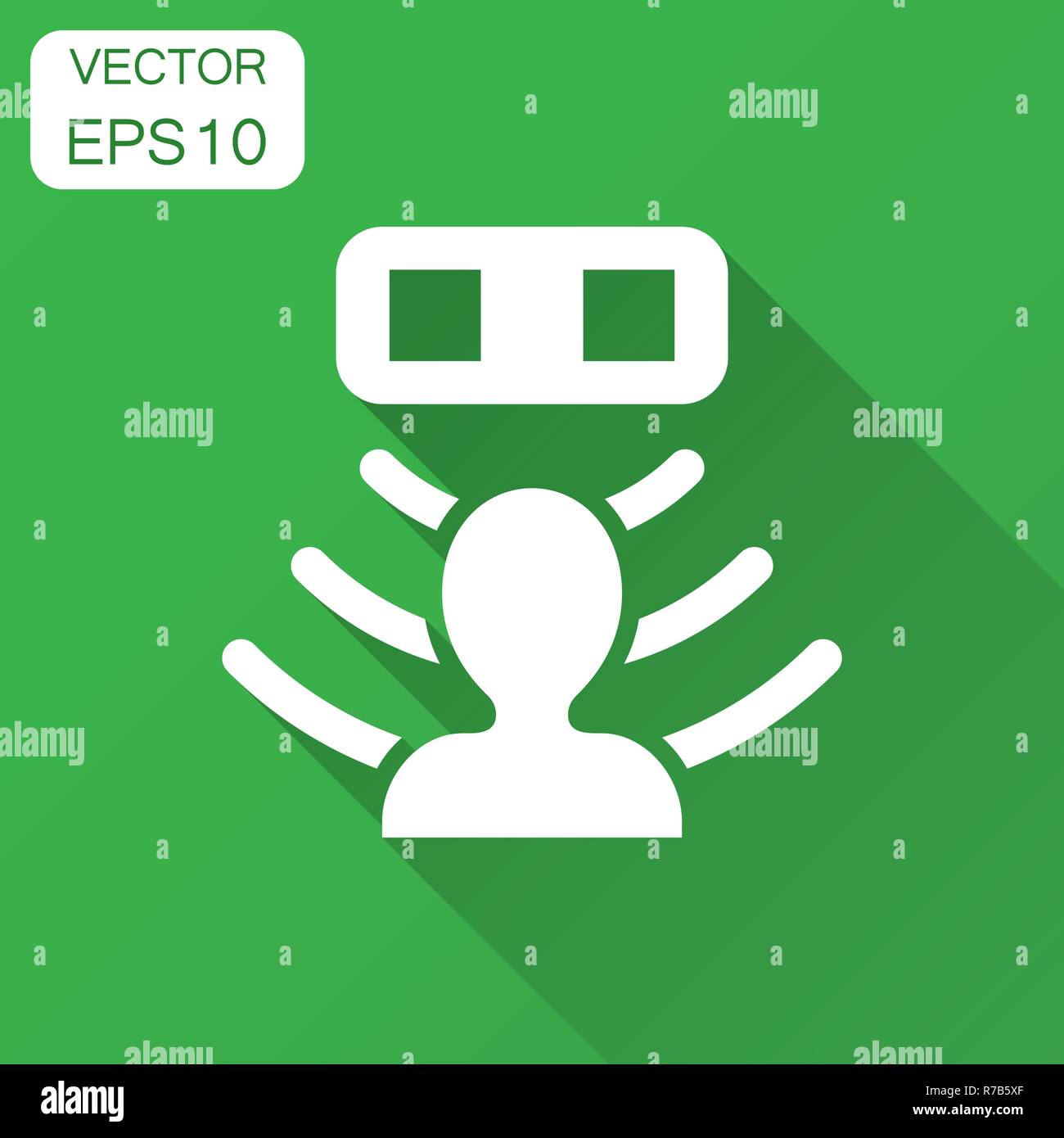 Motion sensor icon in flat style. Sensor waves with man vector ...