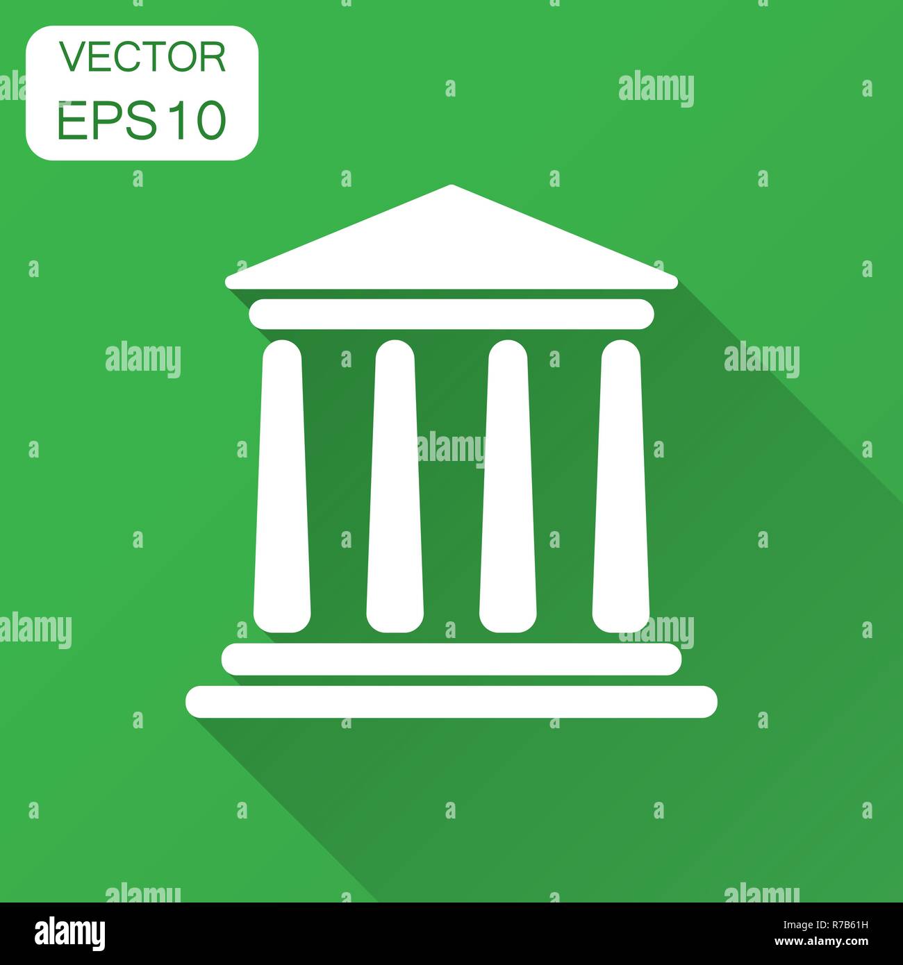 Bank building icon in flat style. Government architecture vector ...