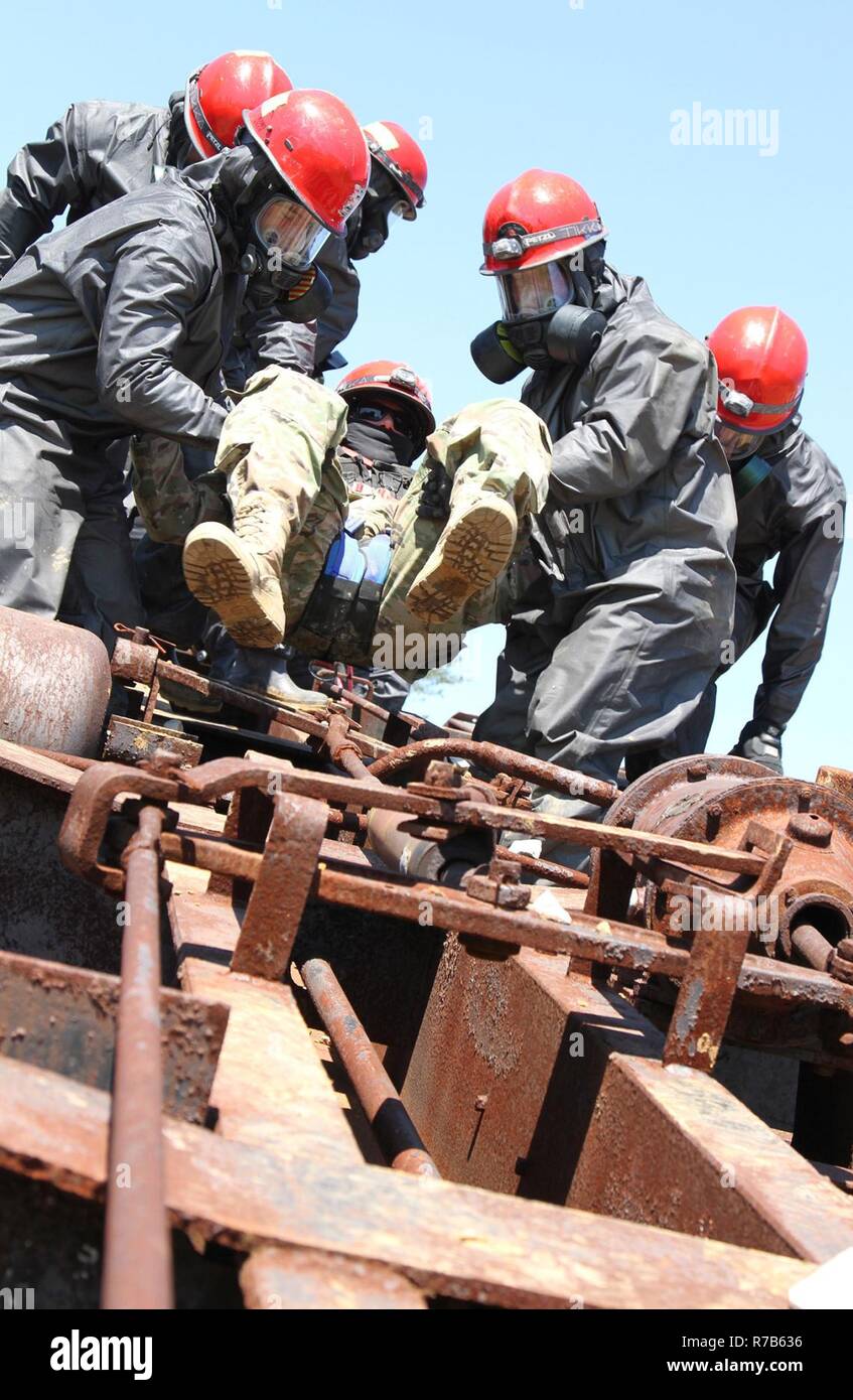 U.S. Army Reserve firefighters with the 468th Engineer Detachment ...