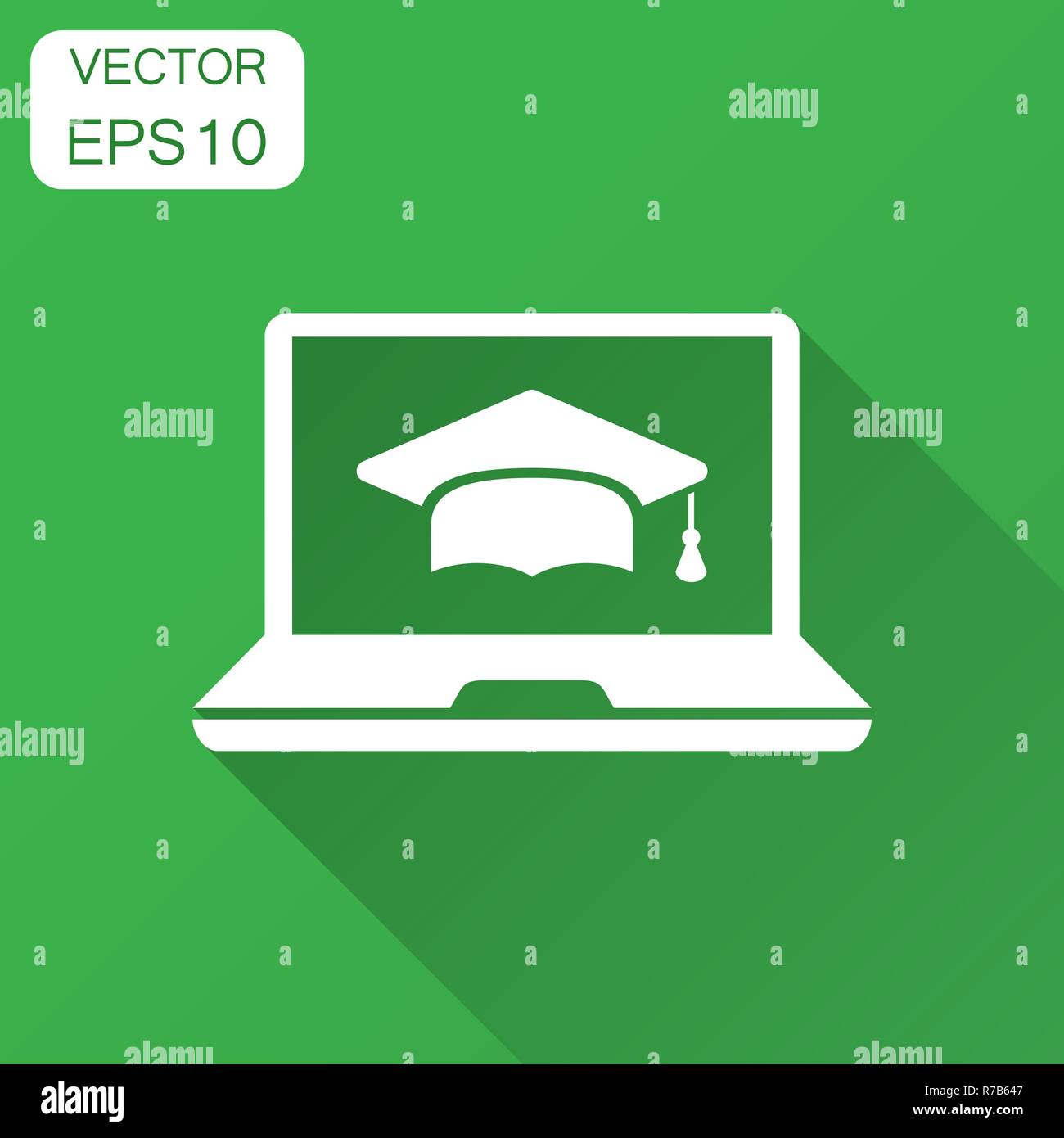 Elearning education icon in flat style. Study vector illustration with ...