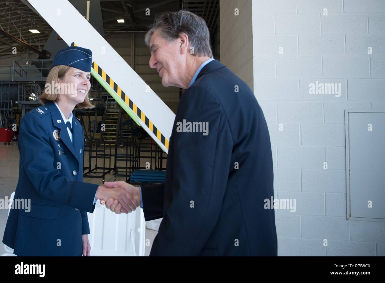 Col. Jennie R. Johnson, incoming 403rd Wing commander meets Andrew ...