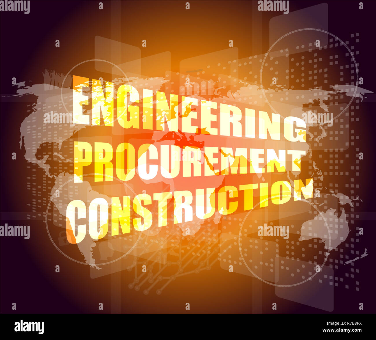engineering procurement construction word on business digital touch ...