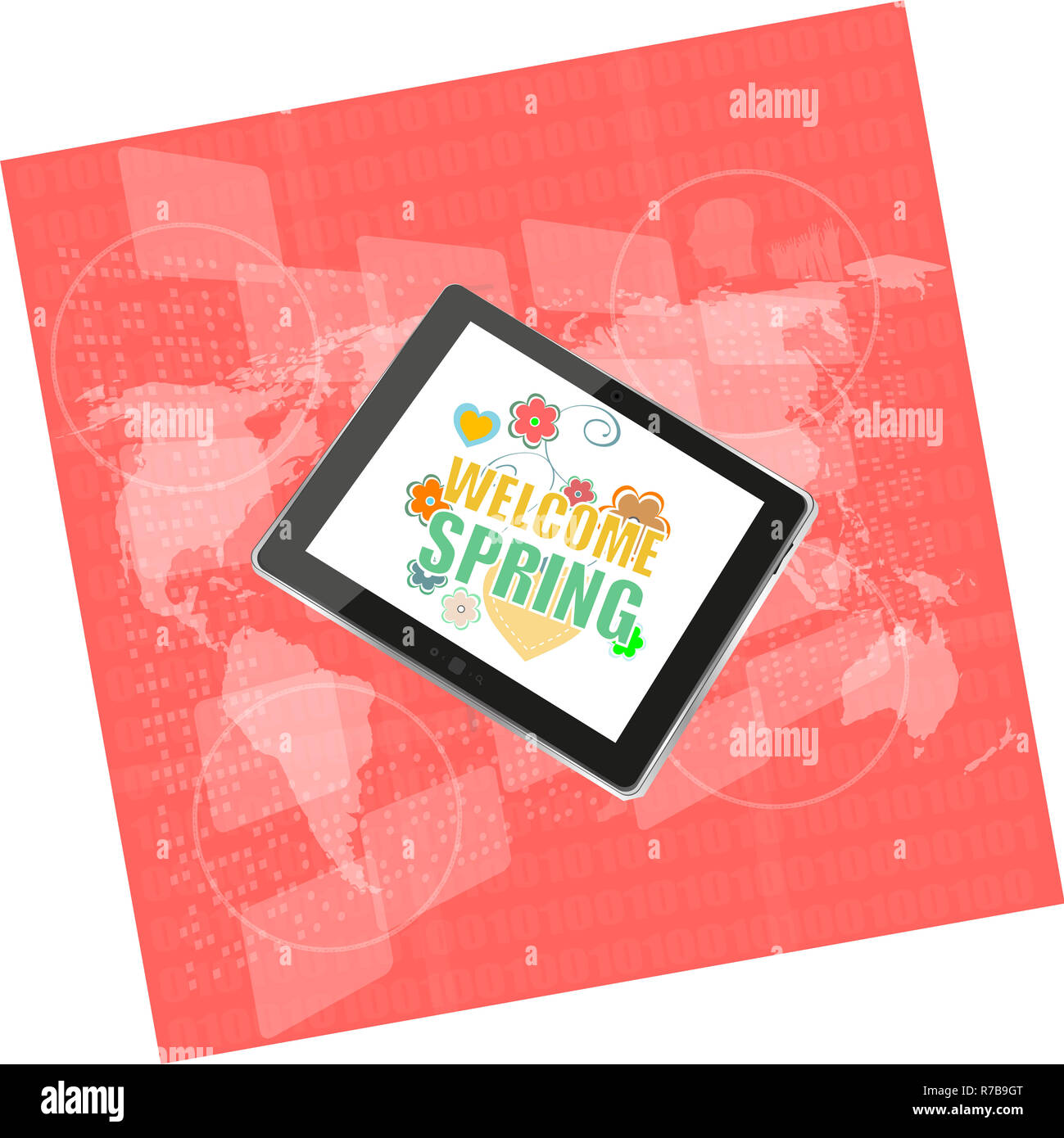 Welcome spring words on holiday card Stock Photo - Alamy