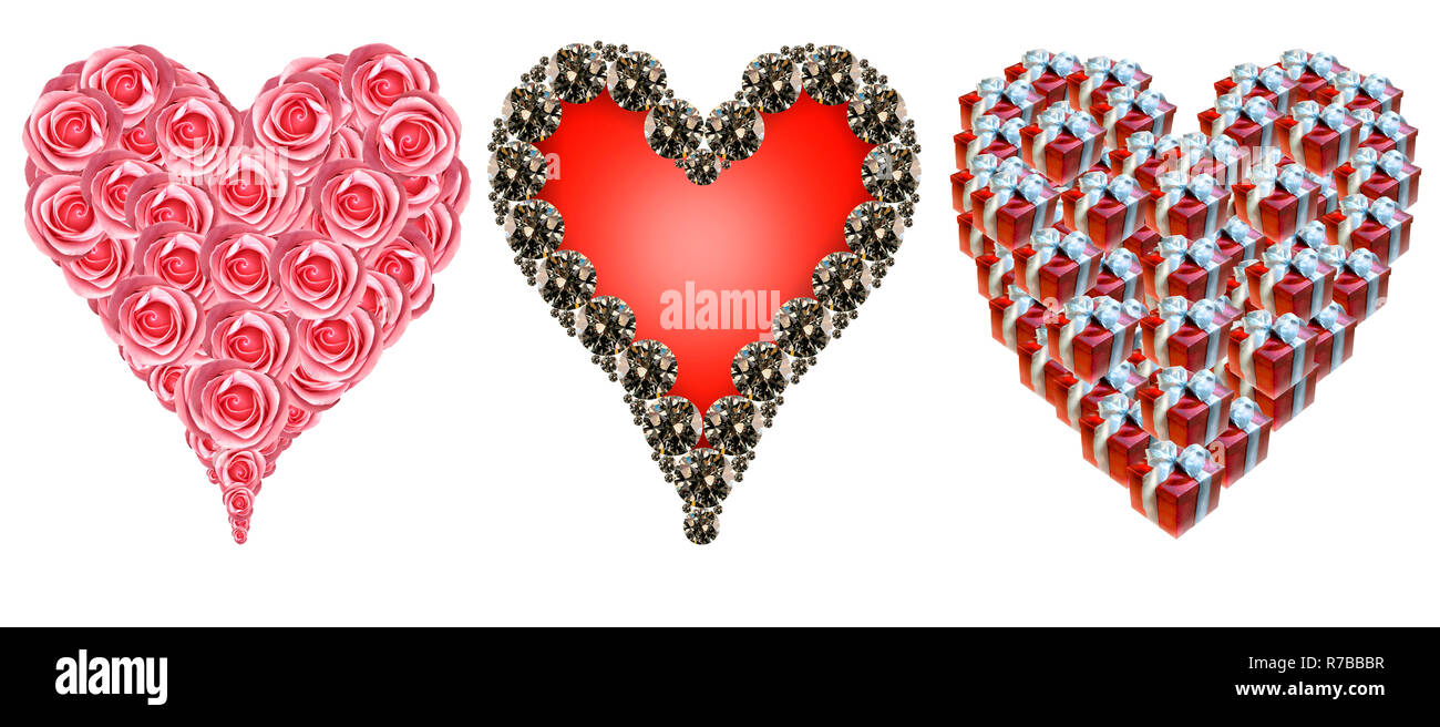 heart shape with diamonds Stock Photo - Alamy