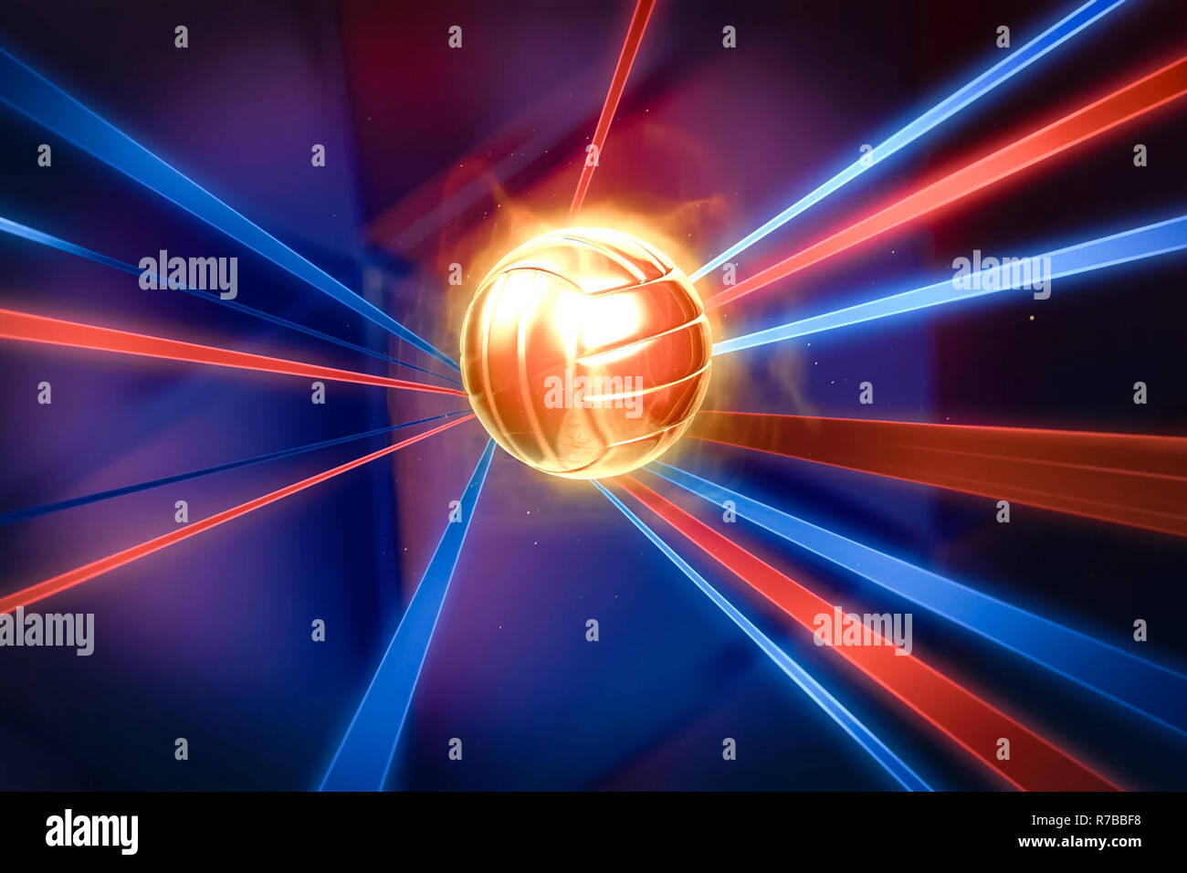 Gold volleyball in colored lines. Illustration of a symbol of ...