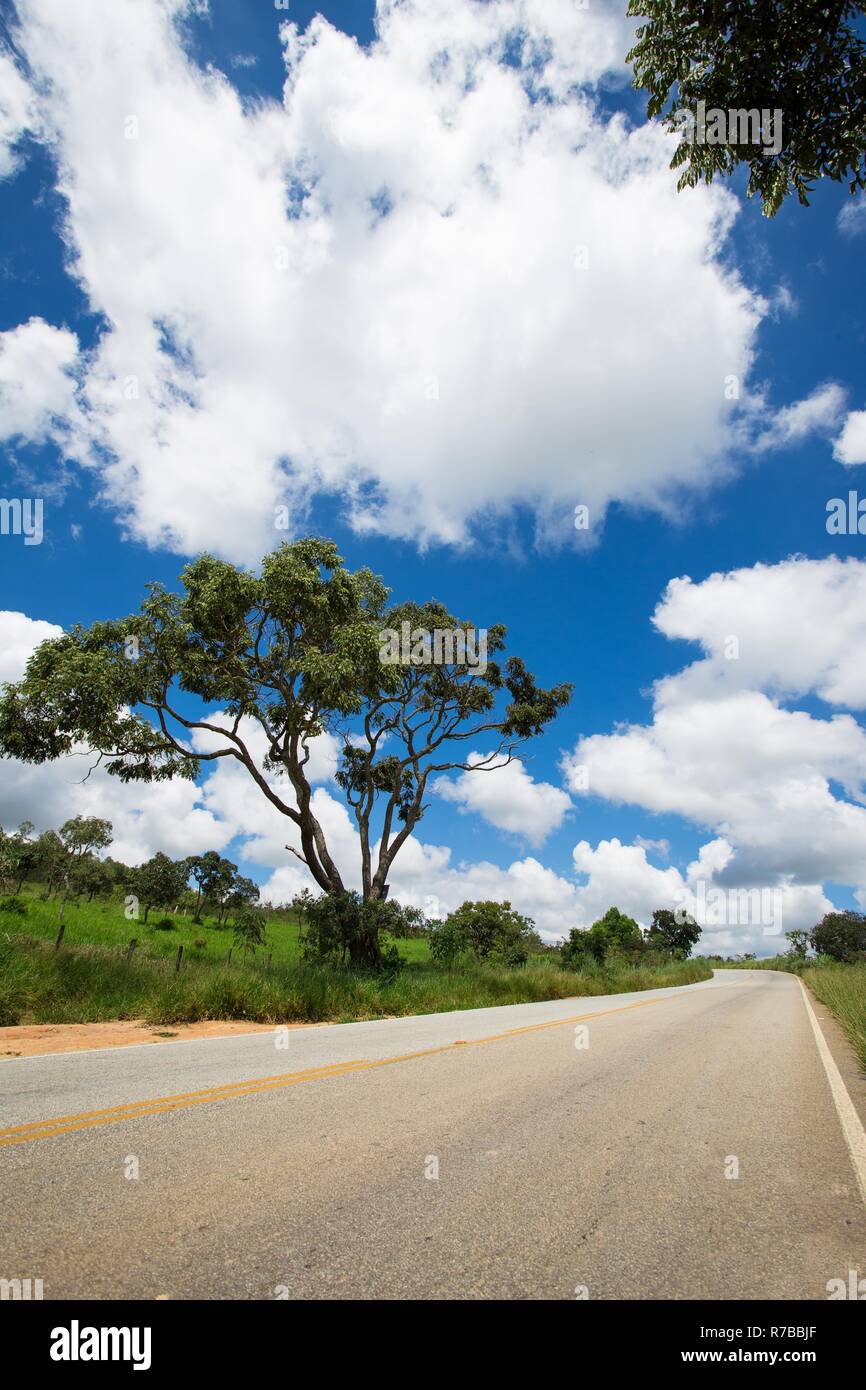 empty brazilian road at sunny cloudy day Stock Photo - Alamy