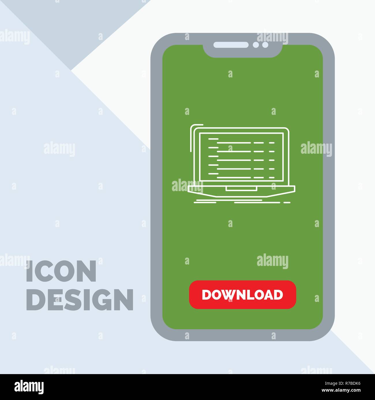 Api App Coding Developer Laptop Line Icon In Mobile For Download