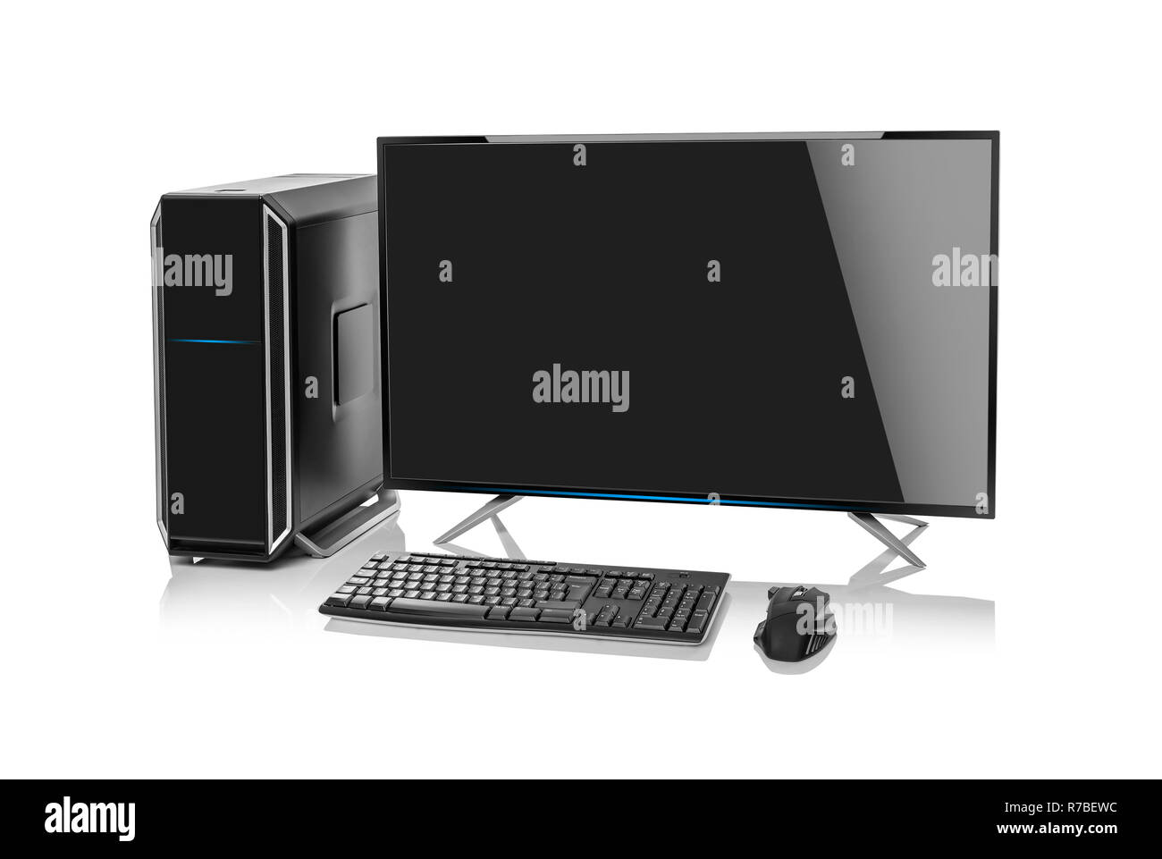 Desktop computer and keyboard and mouse on white Stock Photo - Alamy