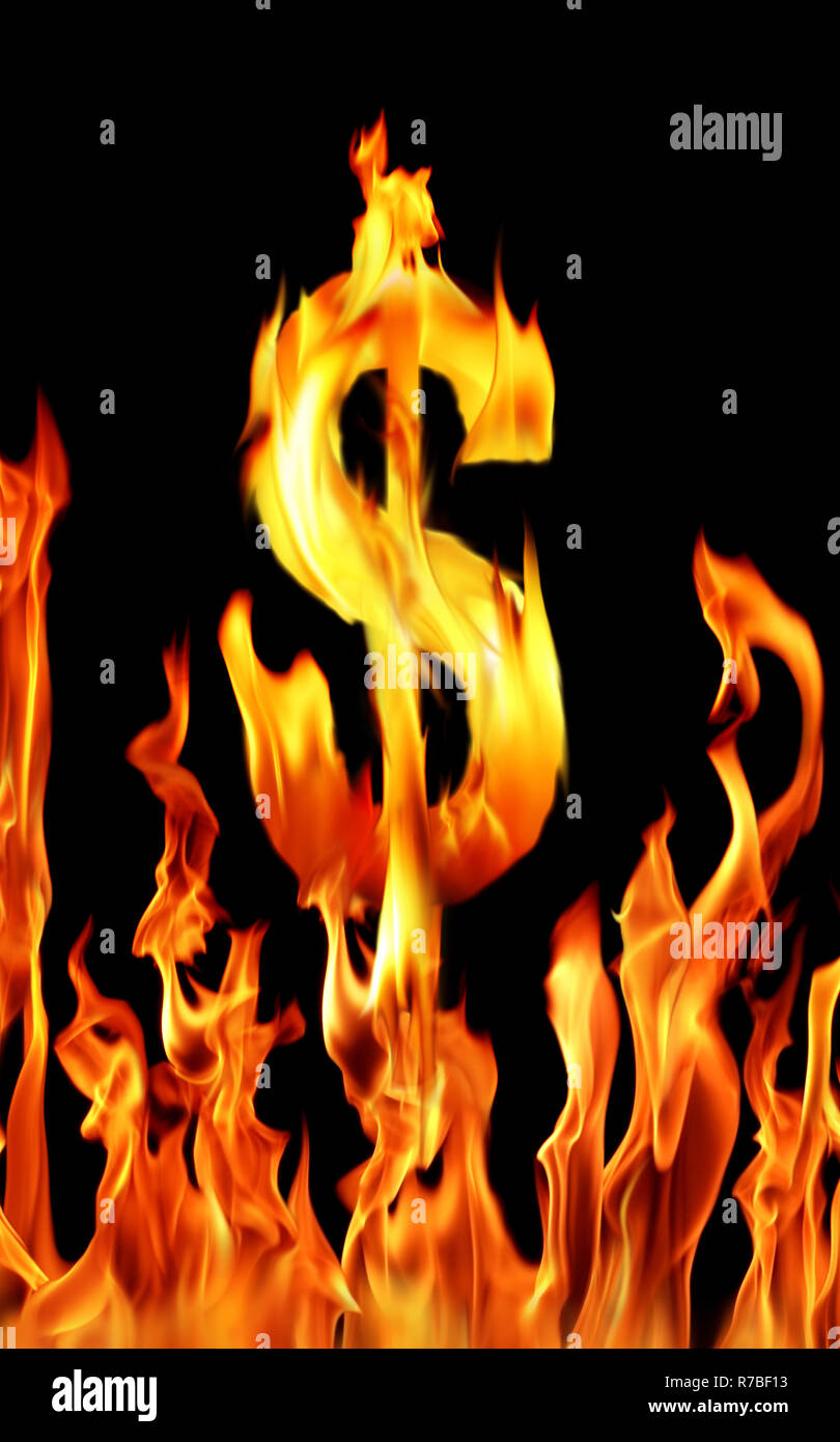 burning dollar sign in black Stock Photo - Alamy