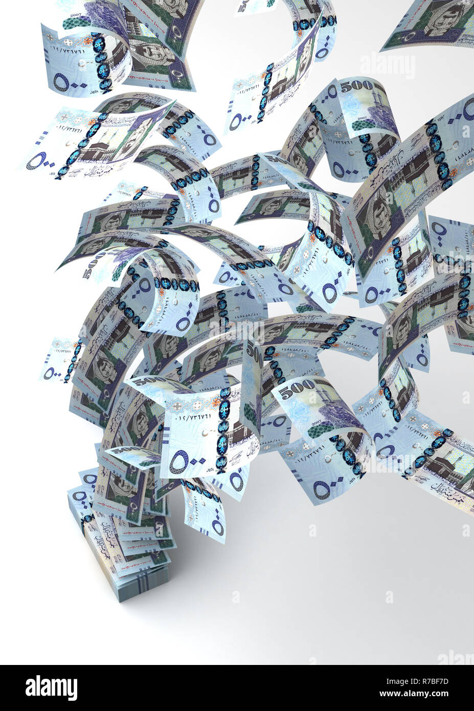 Flying Saudi Arabian Riyals Stock Photo - Alamy