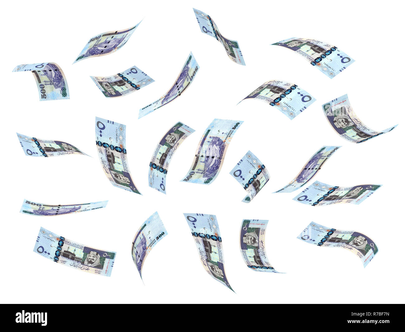 Flying Saudi Arabian Riyals Stock Photo - Alamy