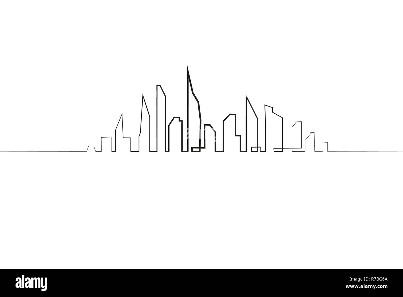 Silhouette of the city in a flat style. Modern urban landscape. Vector ...
