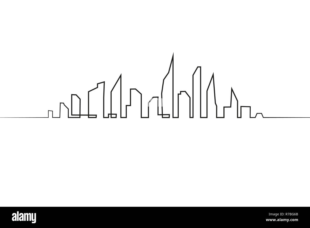Silhouette of the city in a flat style. Modern urban landscape. Vector ...