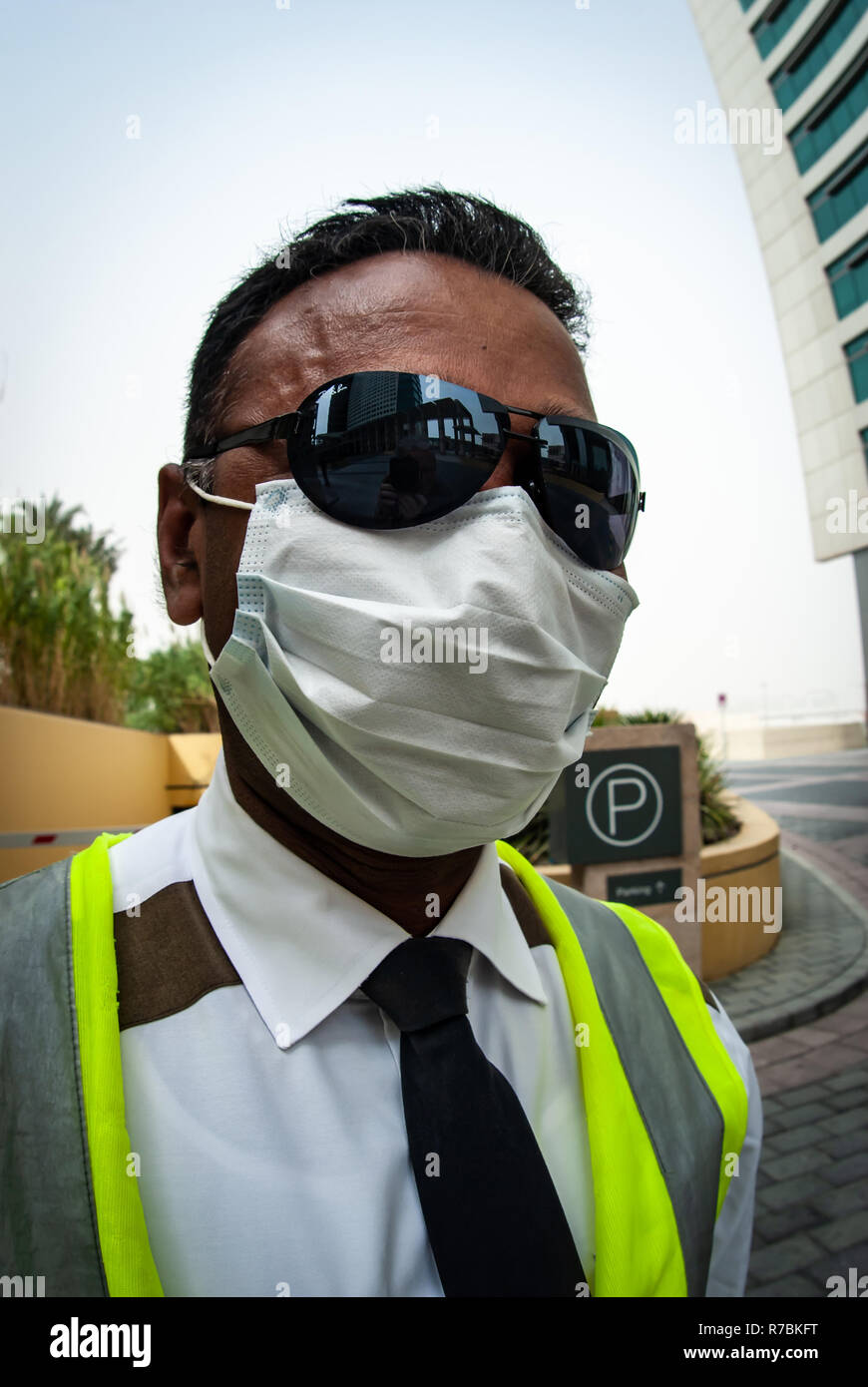 Security Guard Worker on Dubai building site Stock Photo - Alamy