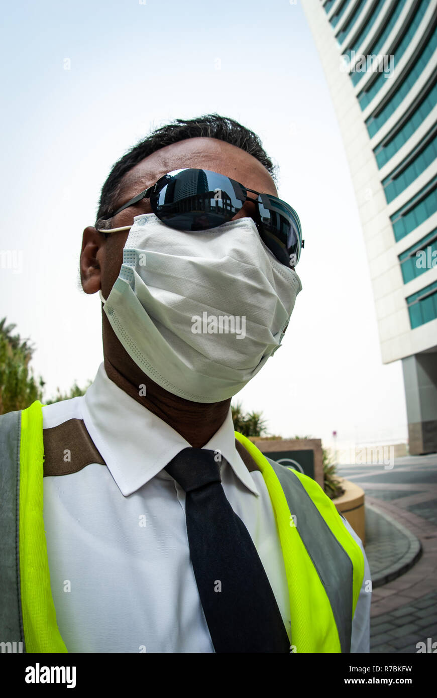 Security Guard Worker on Dubai building site Stock Photo - Alamy