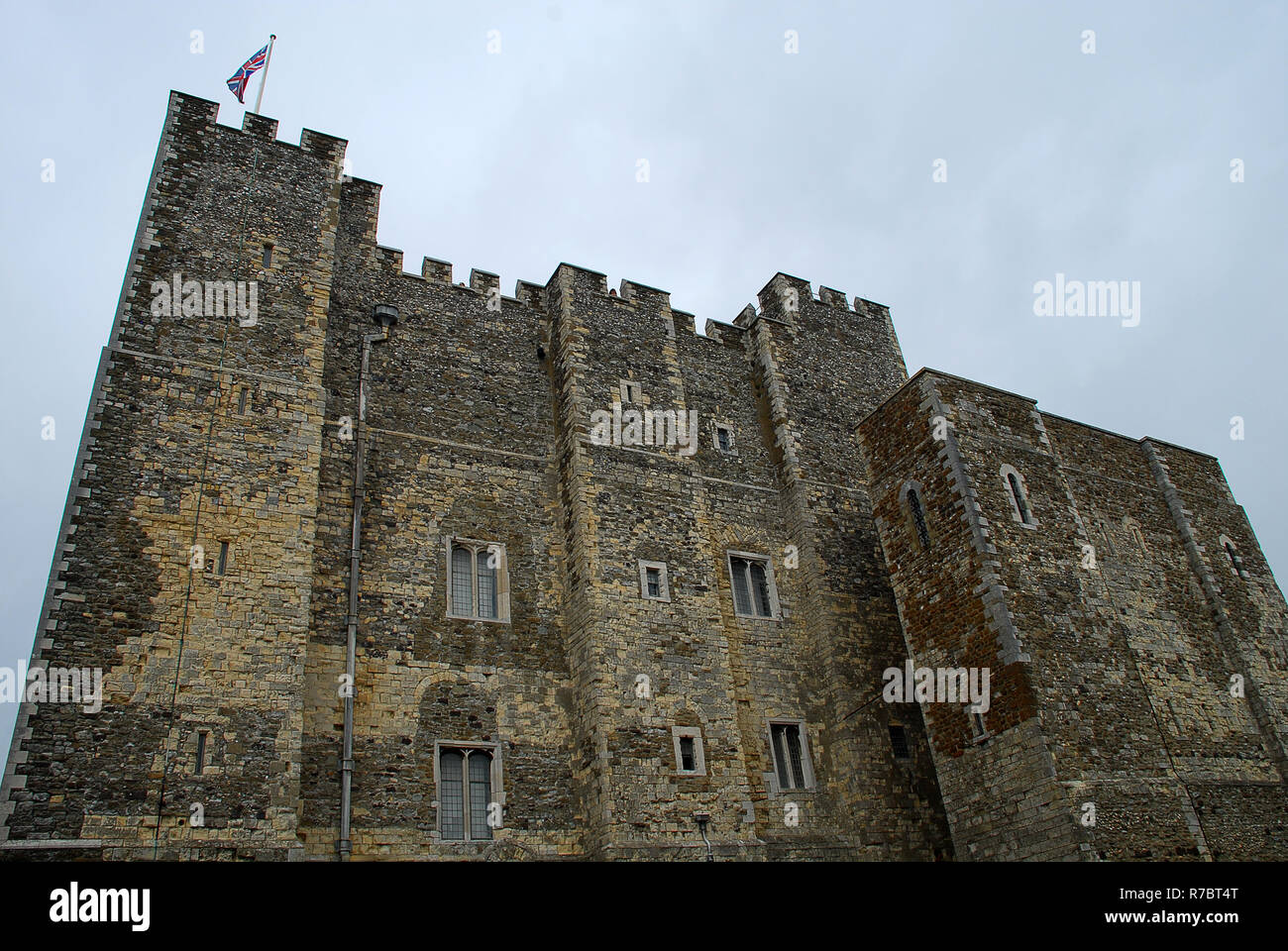 Dover Castle on the hill above Dover, Kent, United Kingdom. It is the ...