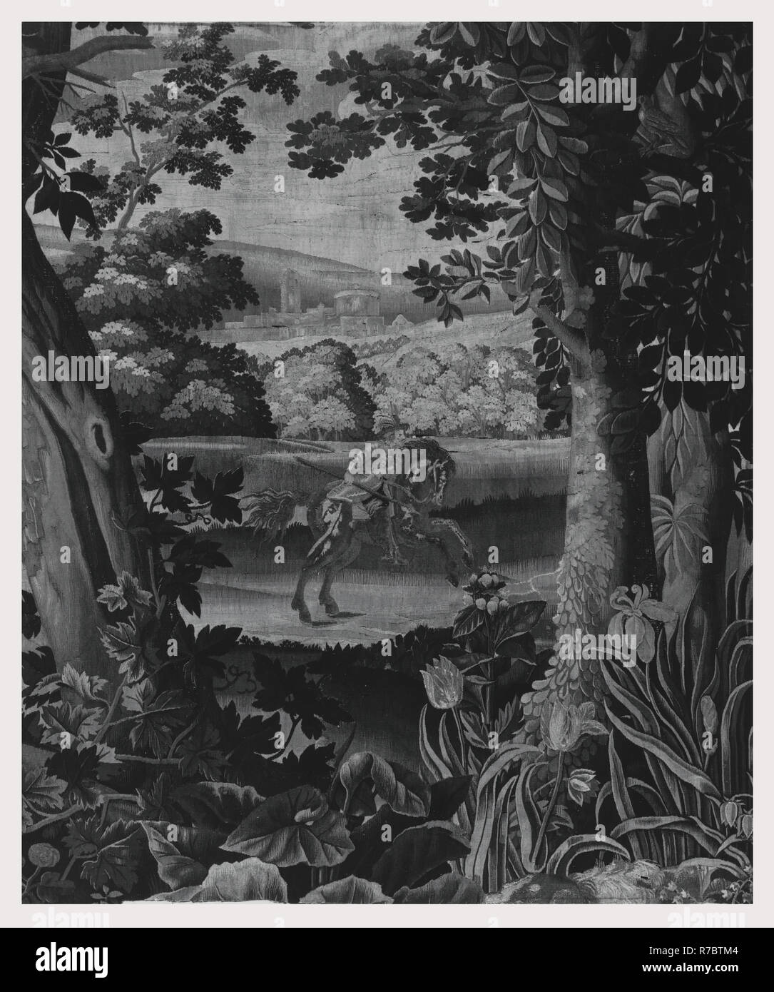 Landscape with mounted hunter in middle distance Stock Photo - Alamy