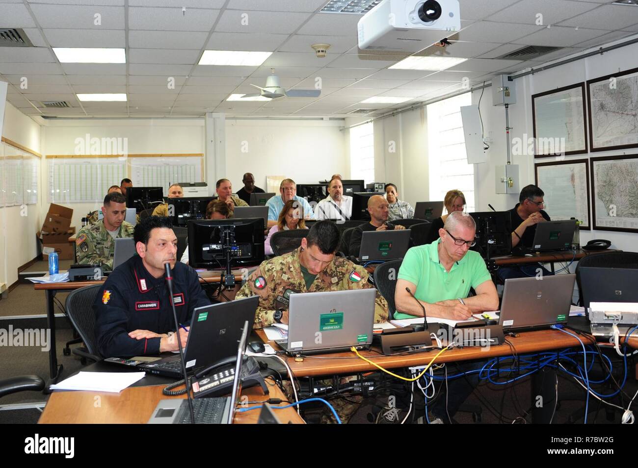 View of the Emergency Operation Center (EOC) during the exercise. At ...