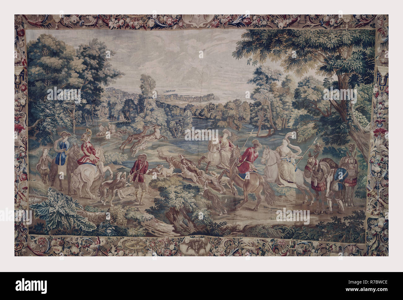 Landscape with ladies and gentlemen on stag-hunt Stock Photo - Alamy