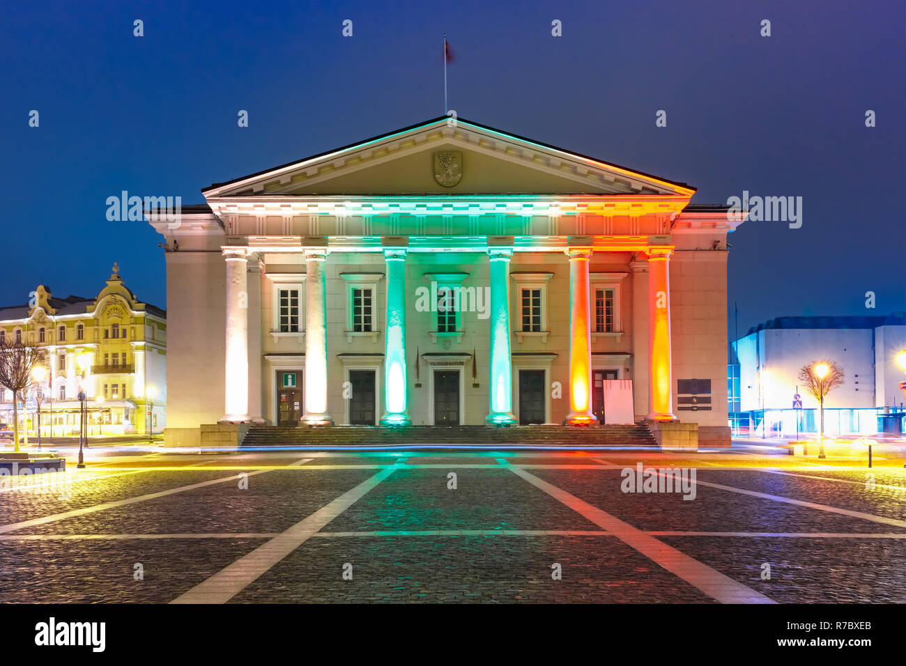 Town Hall Square at night, Vilnius, Lithuania Stock Photo - Alamy