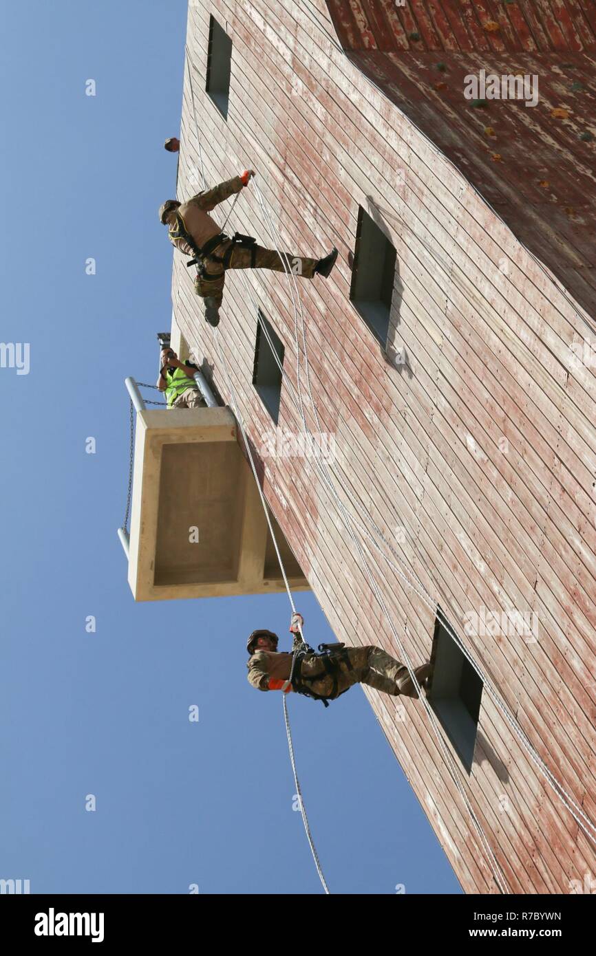 Members of the Stanislaus County Sheriff’s Department SWAT Team rappel ...