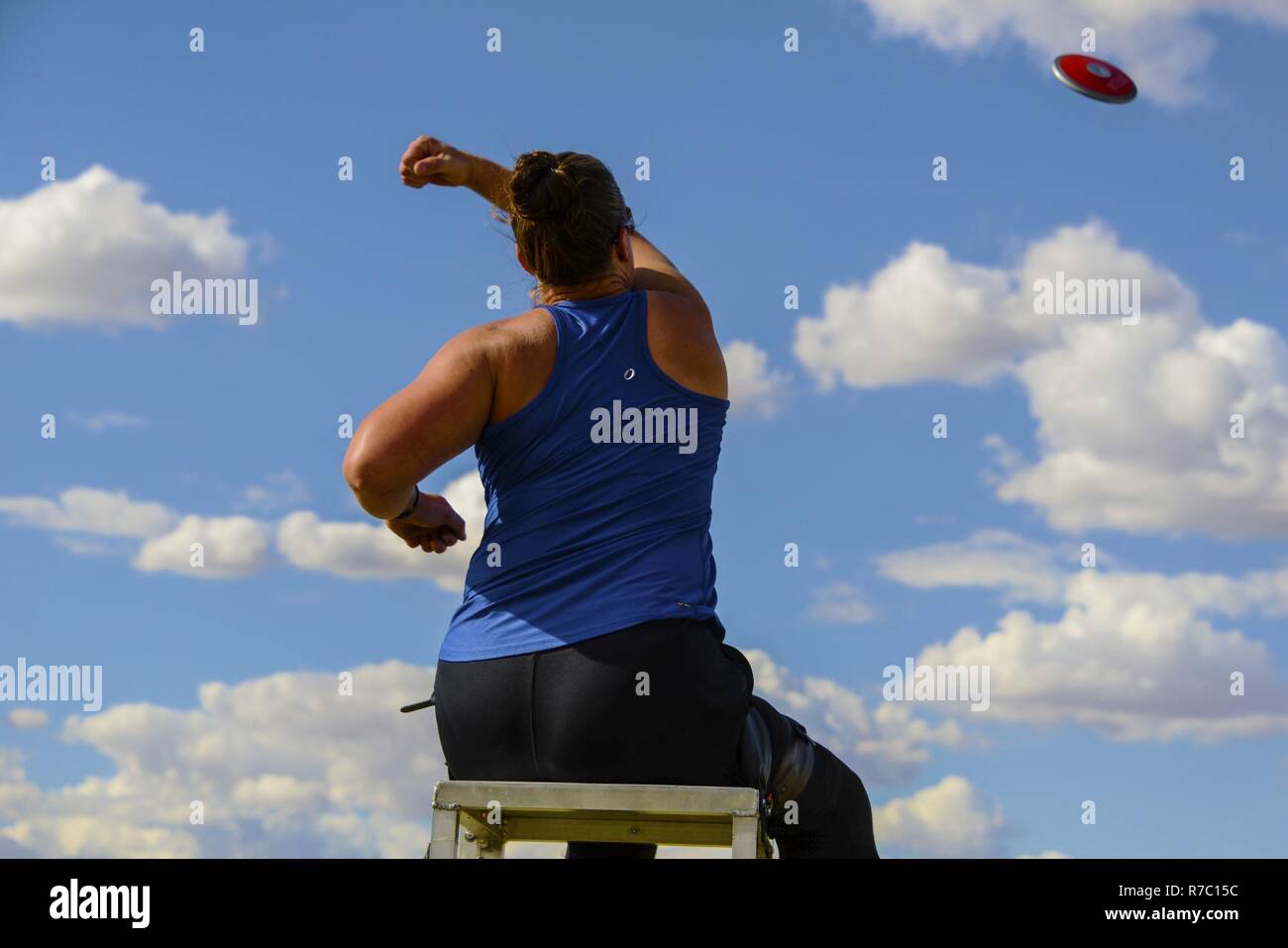 Christy Gardner, 2017 Paralympics competitor, practices throwing a ...