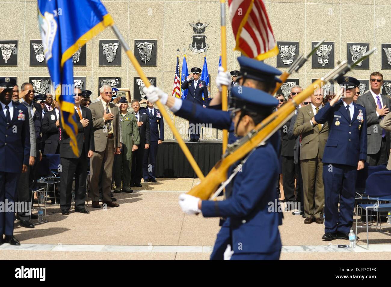 Brig. Gen. Kristin Goodwin, Cadet Wing commandant, renders her salute ...
