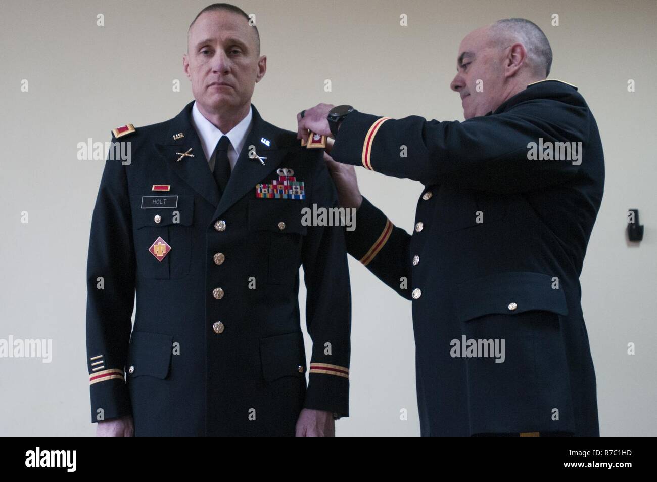 Oklahoma Guardsman Scott Holt, of Mannford, Oklahoma is promoted to the ...