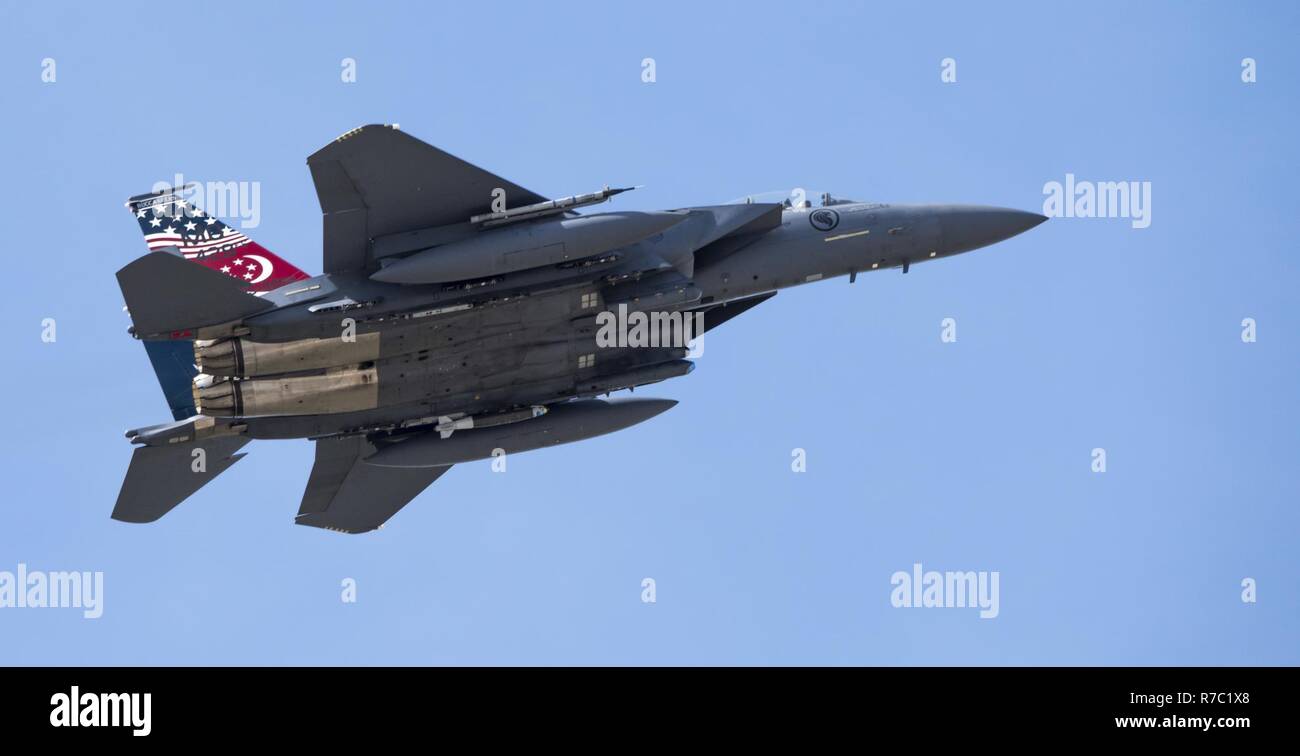 An F-15SG from the Republic of Singapore Air Force takes off from ...