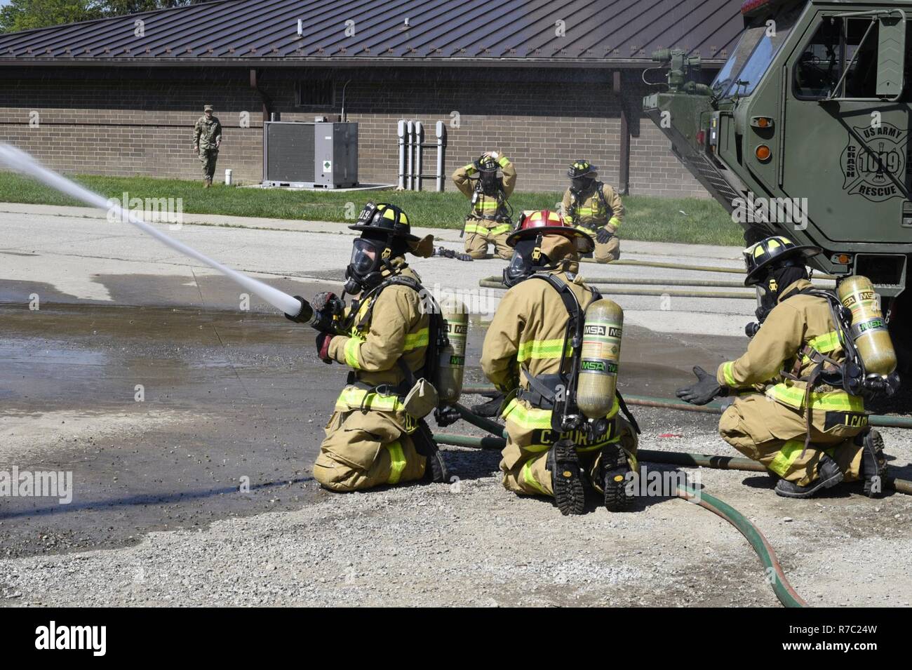 Indiana National Guard firefighters with the 719th Engineer Firefighter ...