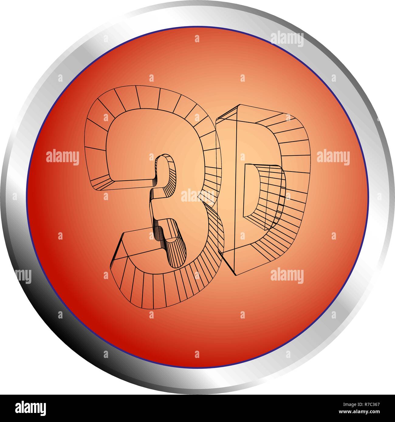 3D red circle push button - Vector Stock Vector Image & Art - Alamy