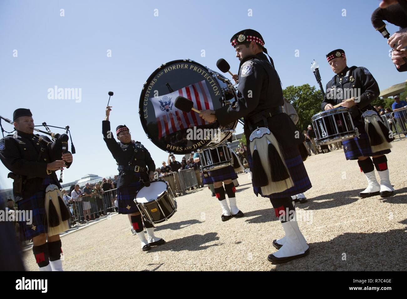 U s customs and border protection pipes and drums hi-res stock ...