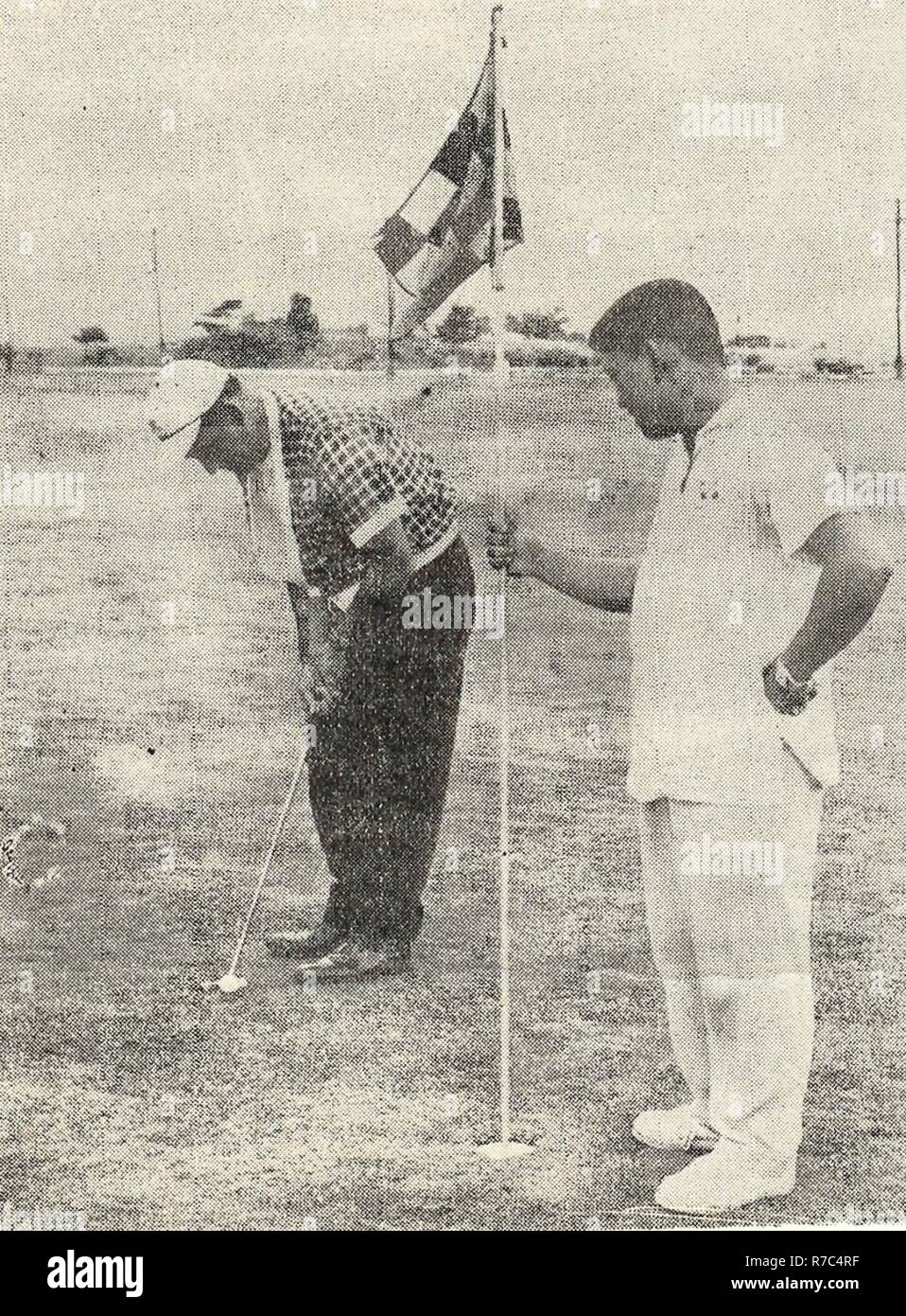 Tatsuo “Jimmy” Schwartz practices his golf at a driving range. Schwartz ...