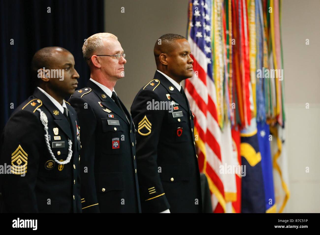 U.S. Army 1st Sgt. Thomas Bray (left), Sgt. 1st Class William Dobbs ...