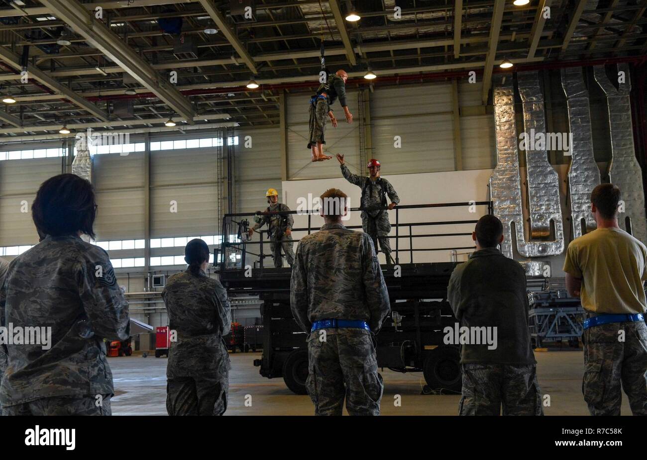 Airmen assigned to the 721st Aircraft Maintenance Squadron participate ...