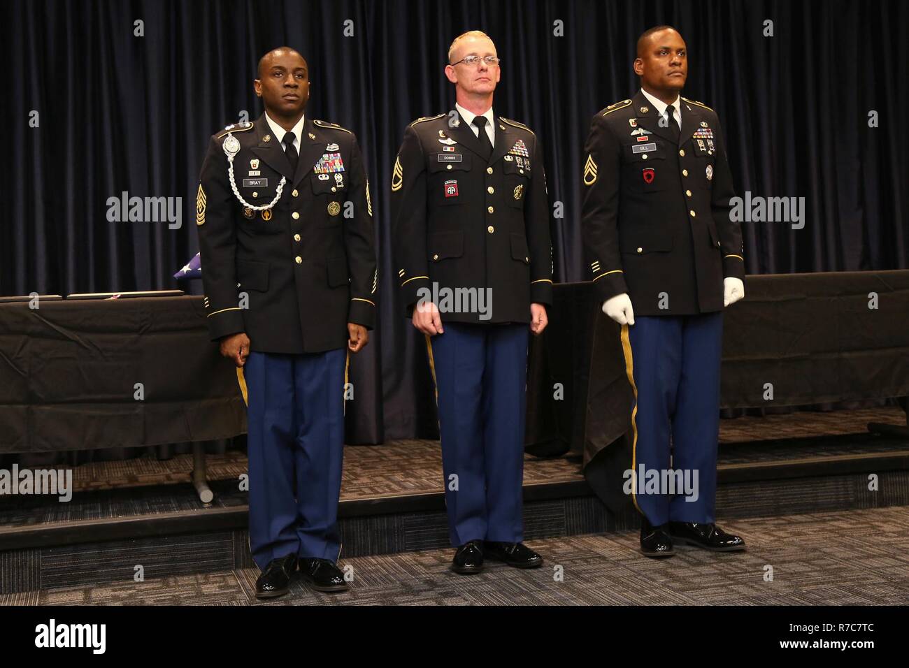 U.S. Army 1st Sgt. Thomas Bray (left), Sgt. 1st Class William Dobbs ...