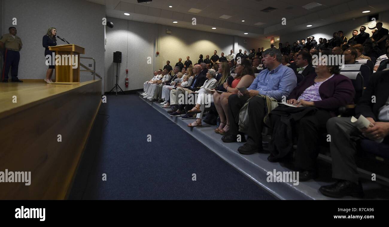 NEWPORT, R.I. (May 5, 2017) Amy Looney, widow of Navy SEAL Lt. Brendan ...
