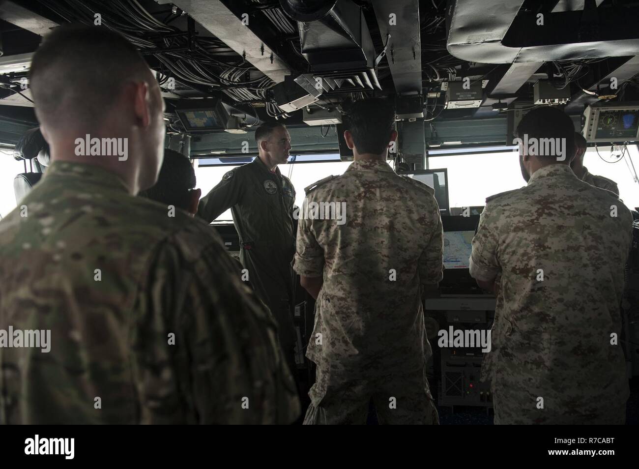 ARABIAN GULF (May 8, 2017) Executive Officer Capt. Gavin Duff speaks to ...