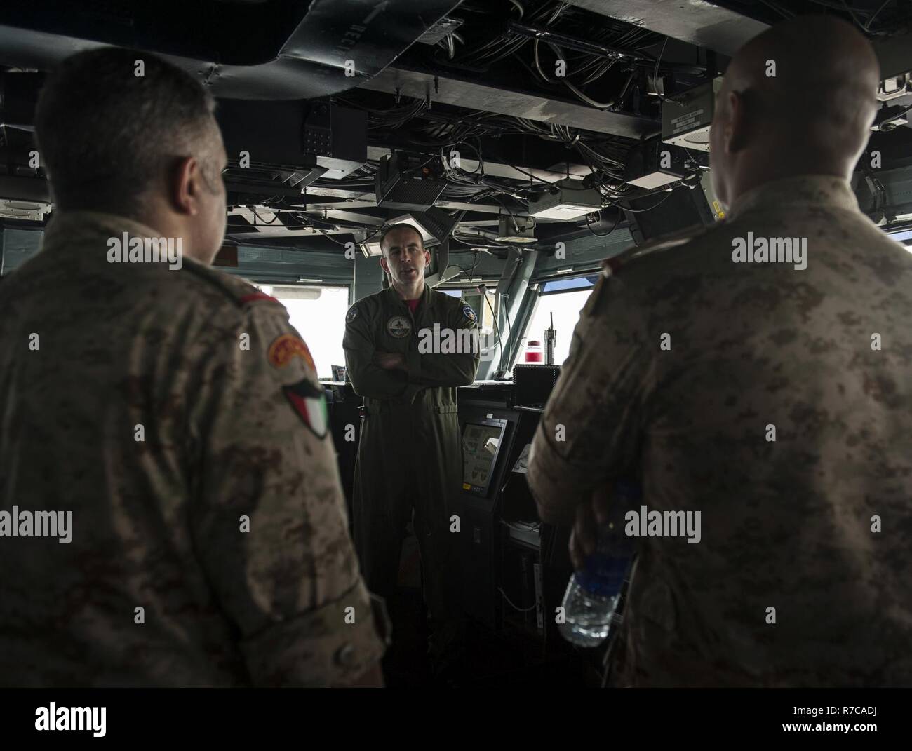 ARABIAN GULF (May 8, 2017) Executive Officer Capt. Gavin Duff speaks to ...