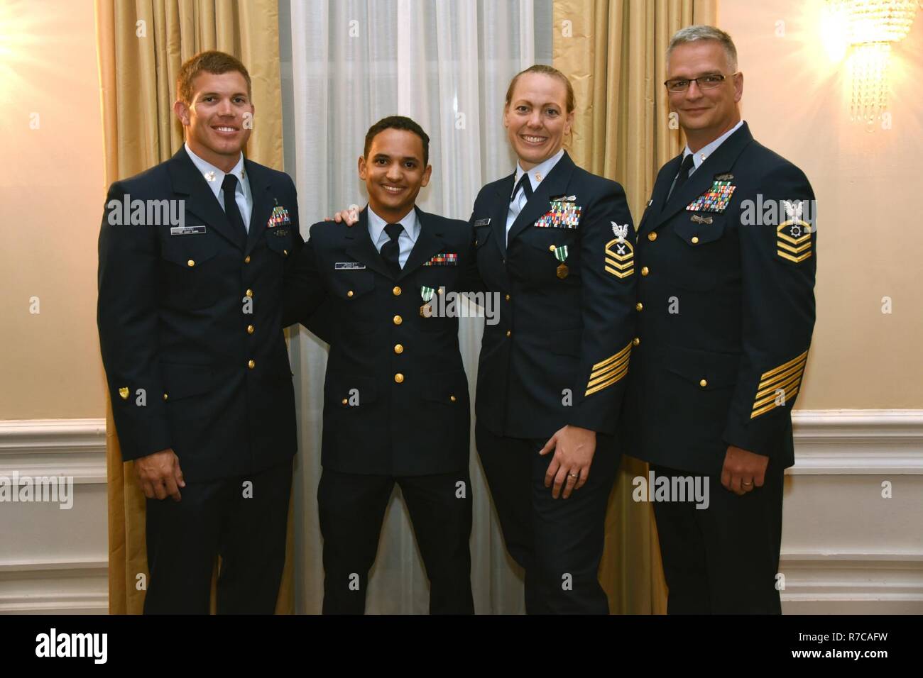 The 2016 Enlisted Persons of the Year pose for a photo with the 2015 ...
