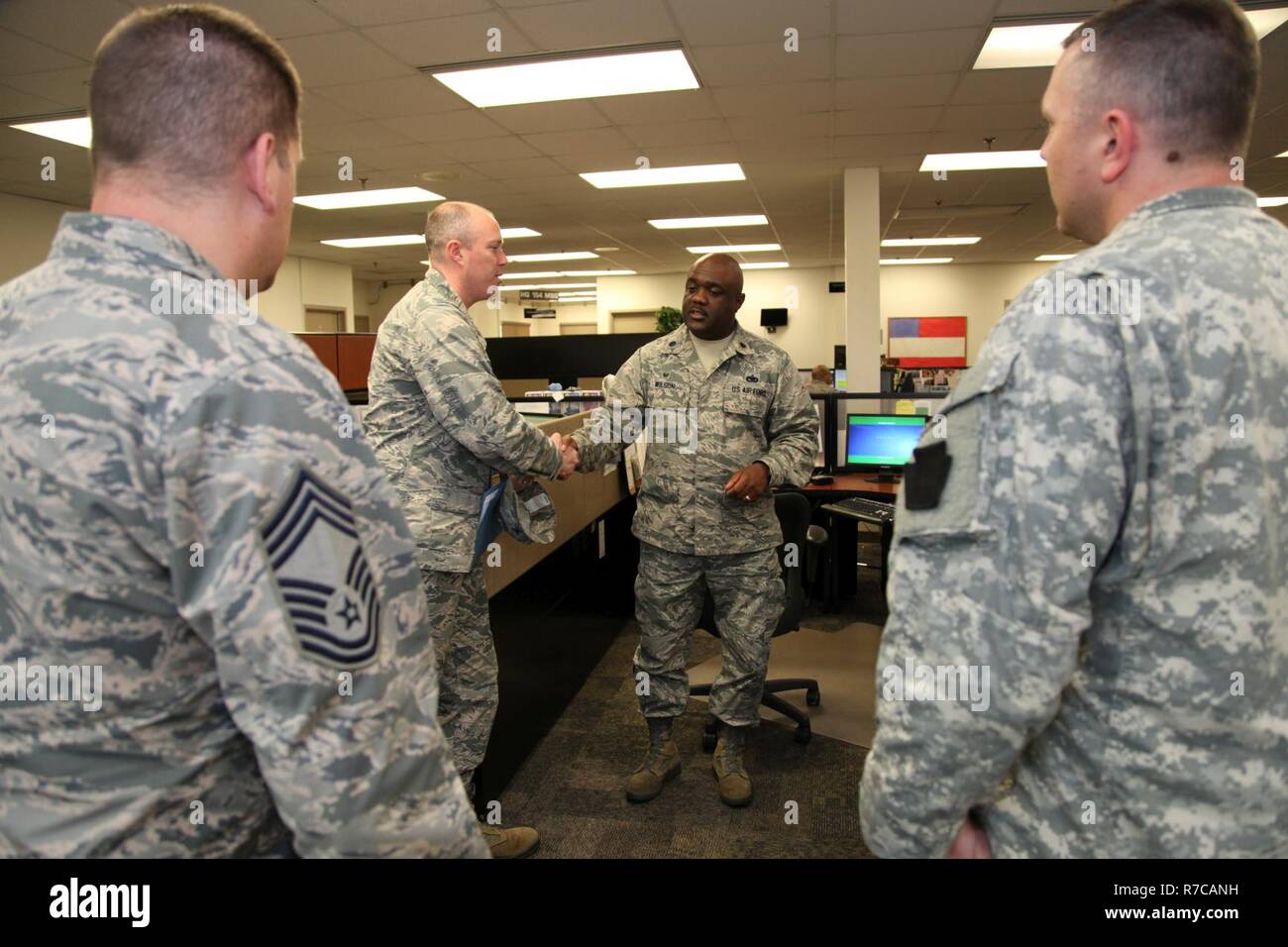 Colonel Christopher Jarratt greet members of the 111th ATKW/MSG to ...