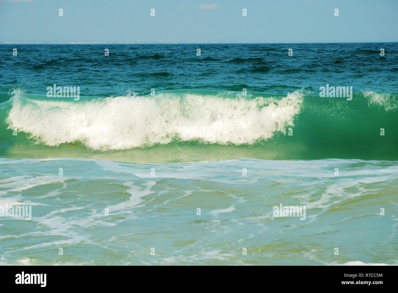 Blue waves of the Black Sea in Bulgaria, sea water with white waves ...