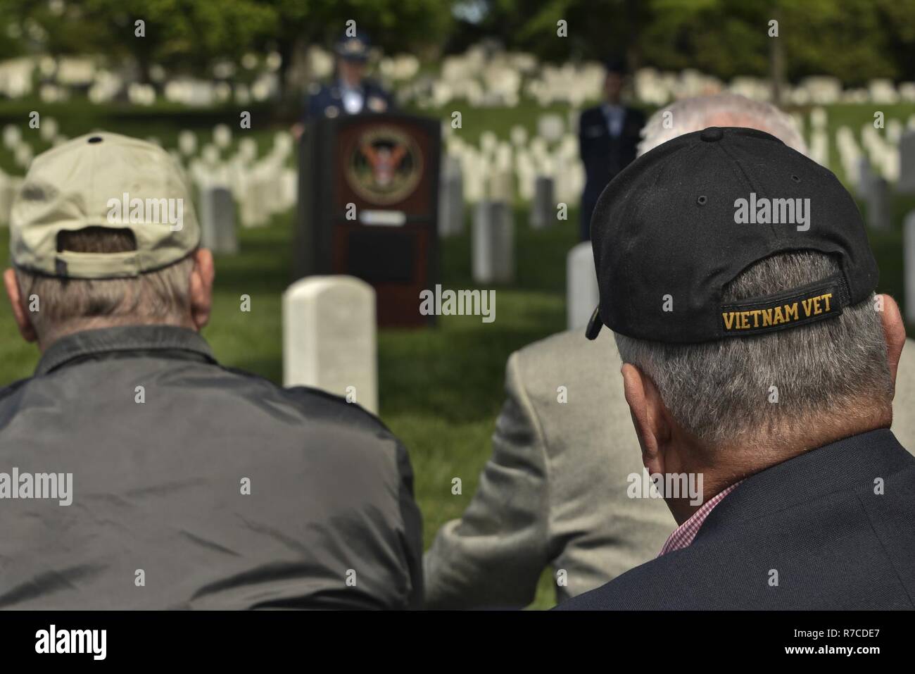 U.S. Air Force Vietnam Veterans listen as Lt. Col. Laura Bunyan, 94th ...