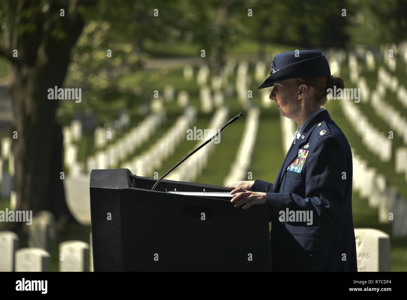 Lt. Col. Laura Bunyan, 94th Intelligence Squadron commander, gives ...