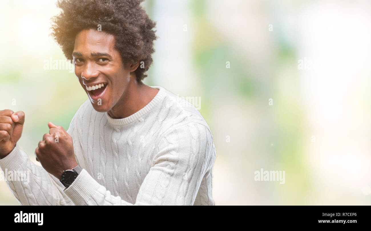 Happy afro american black man celebrating, very excited and confident ...