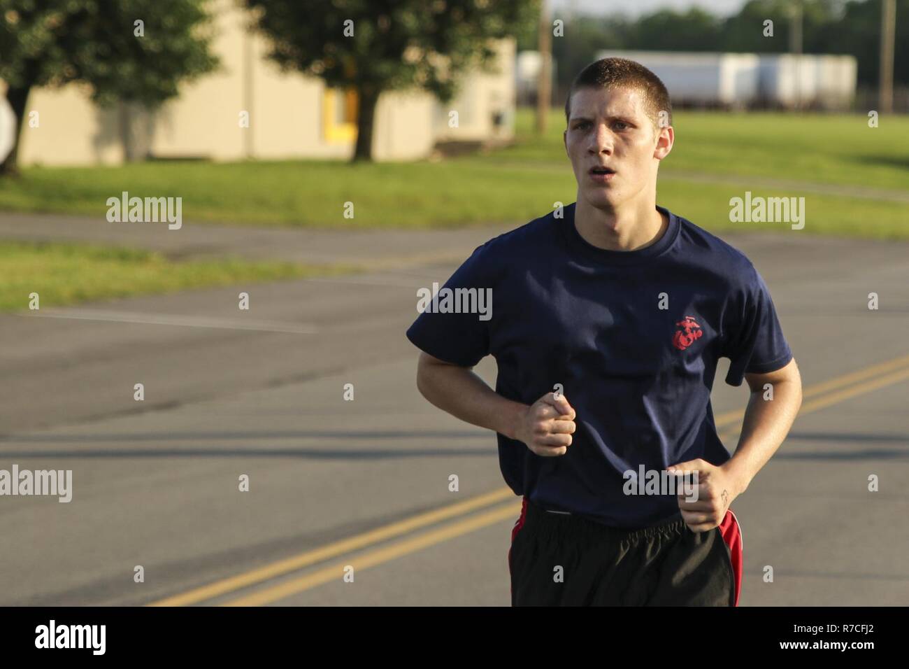 A Future Marine runs a mile and a half for his initial strength test ...