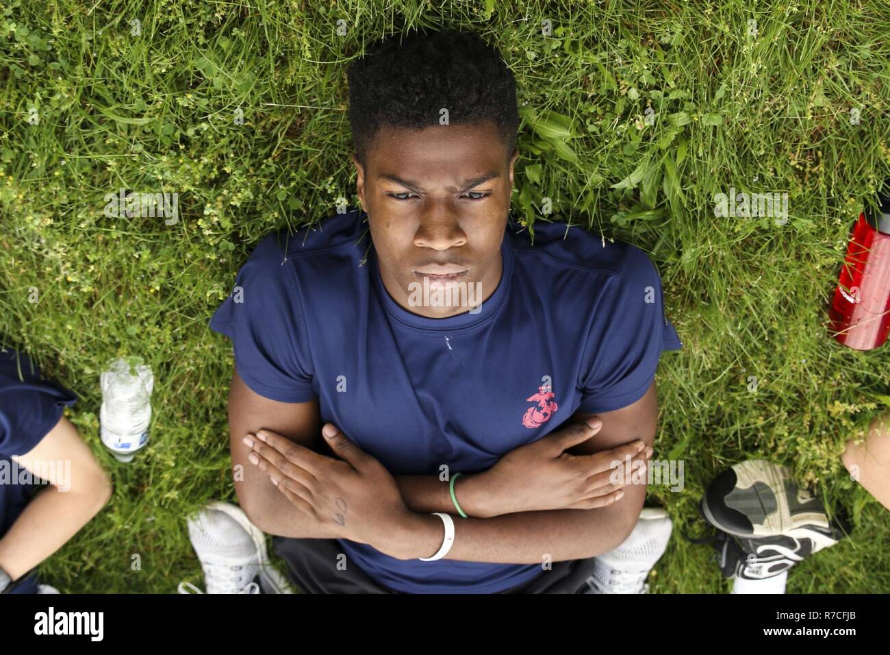 A Future Marine completes the two-minute timed crunches portion of the ...
