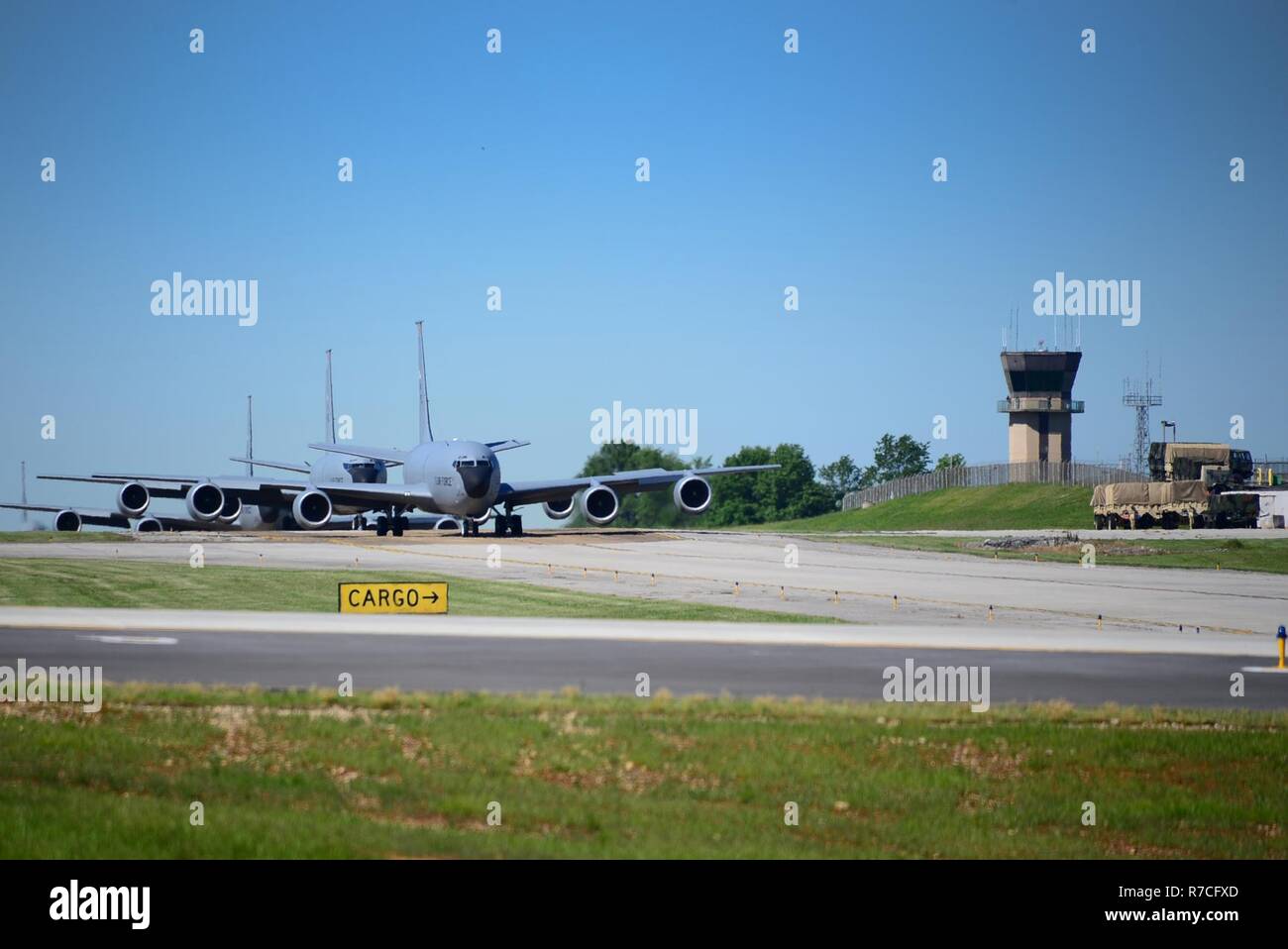 KC-135R Stratotankers taxi in a formation known as an "Elephant Walk ...