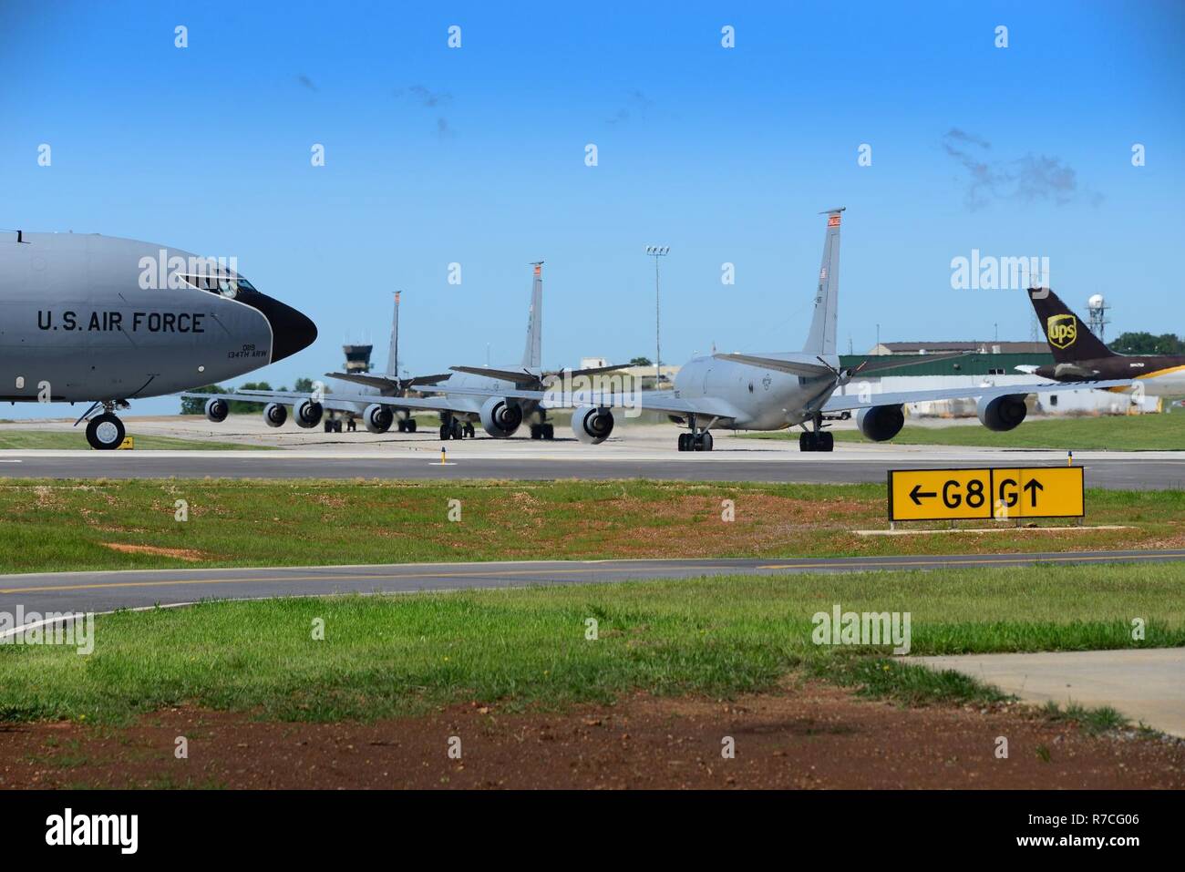 KC-135R Stratotankers taxi in a formation known as an "Elephant Walk ...
